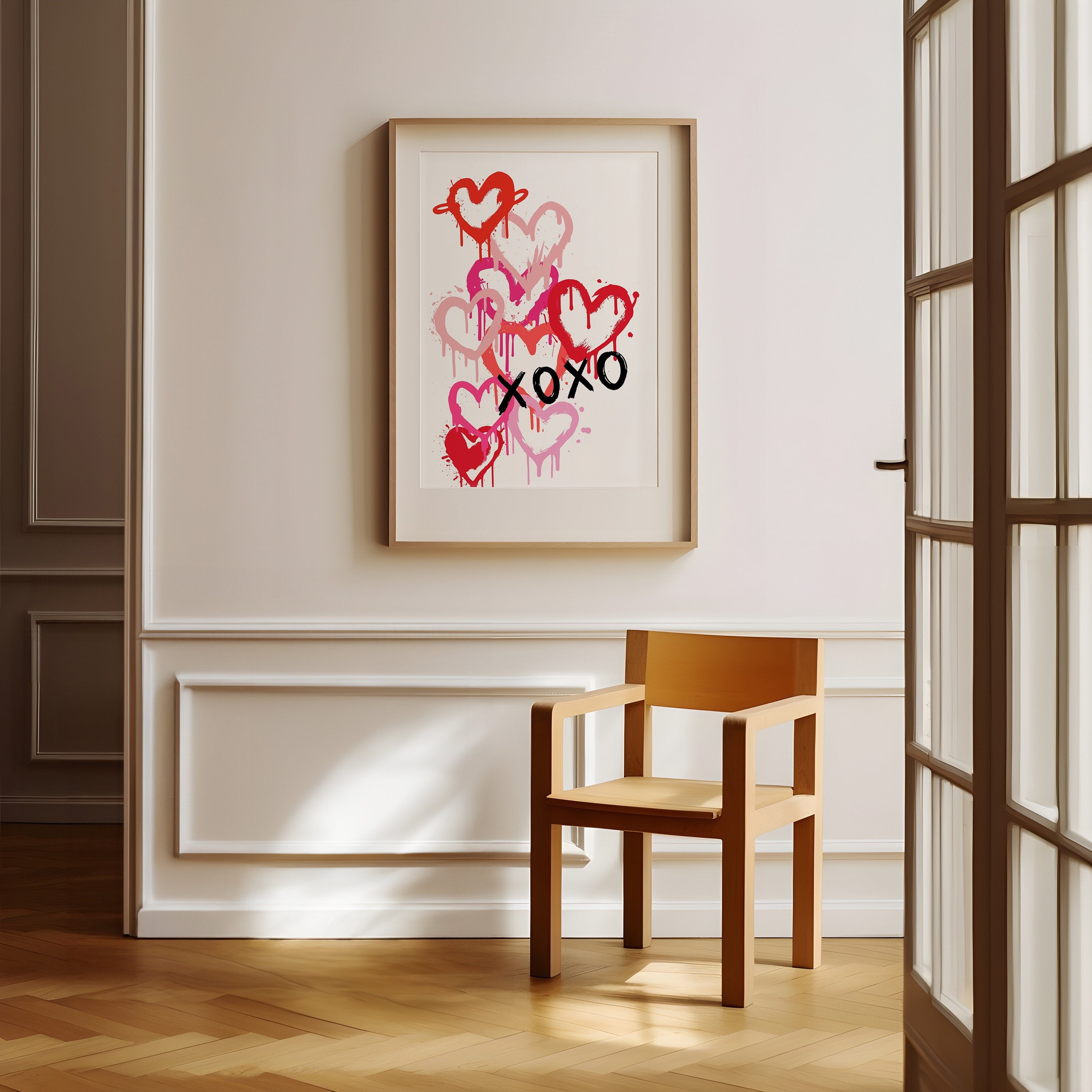 XOXO Graffiti Heart Printable Wall Art, Trendy Heart Print, Girly Print ...