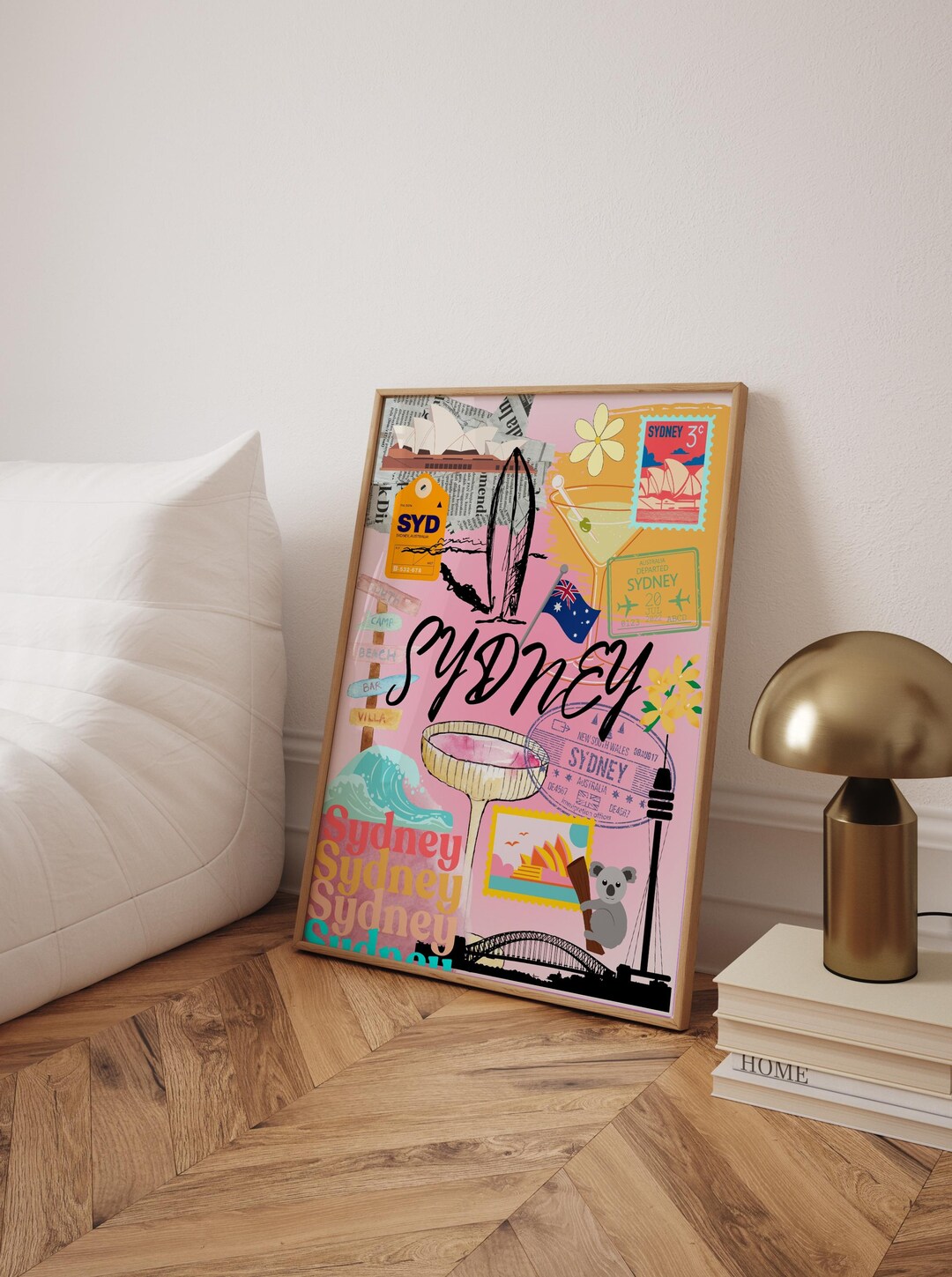 Sydney Collage Art Print: Colorful Sydney Wall Decor (digital Download ...
