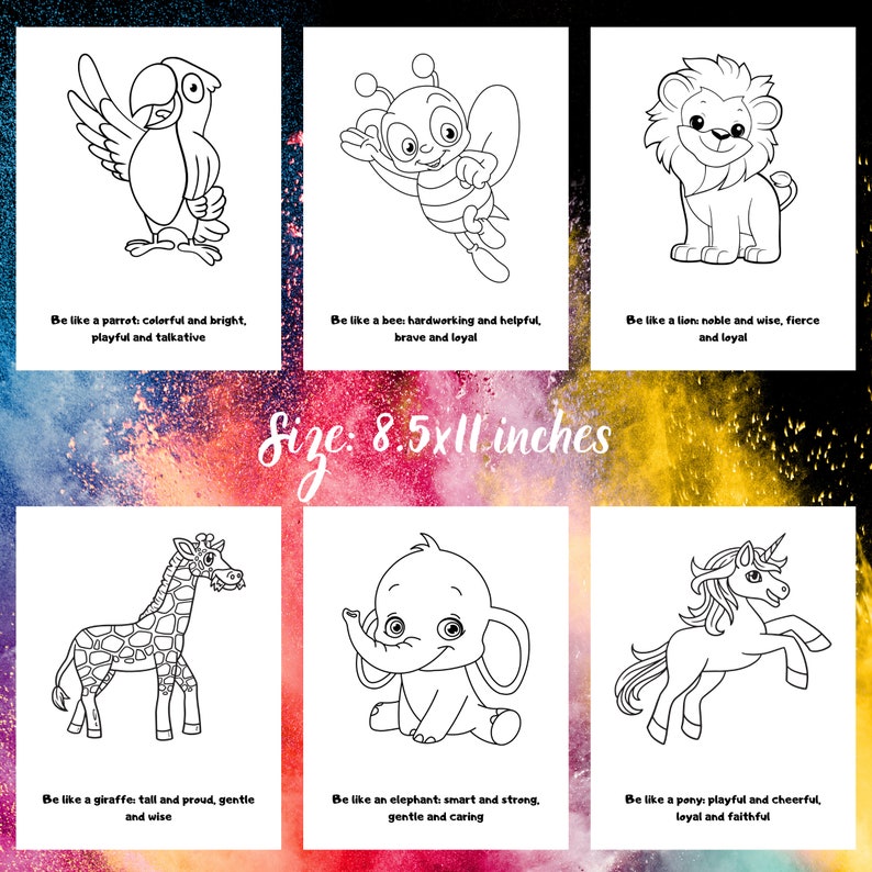Printable Cute Animals Coloring Pages, 10 Coloring Pages for Kids ...