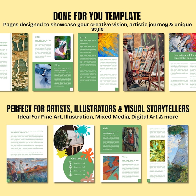 Editable Art Portfolio Template Canva | Artist Portfolio Ebook ...