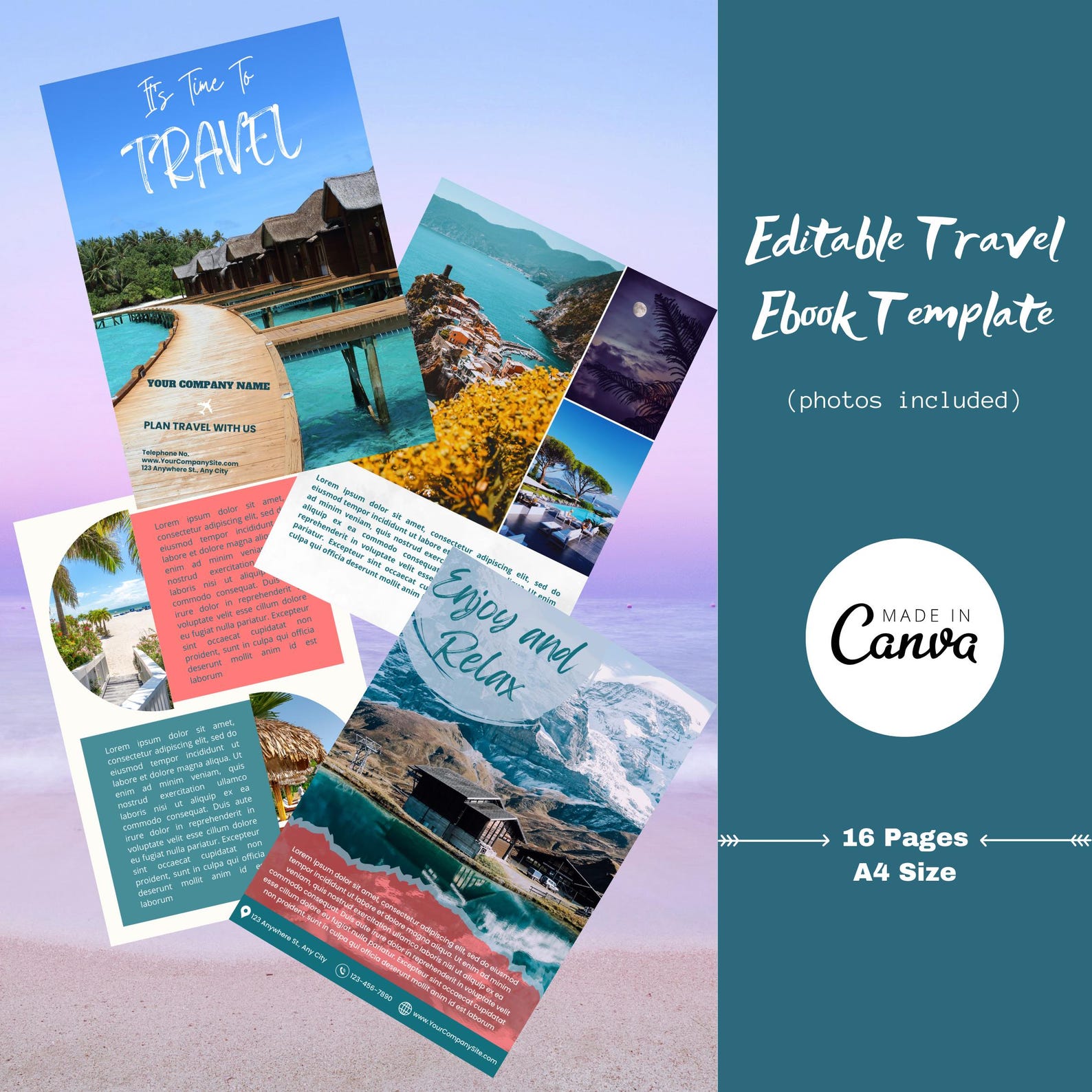 Travel Ebook Template Canva, Editable Travel Brochure, Printable Travel ...