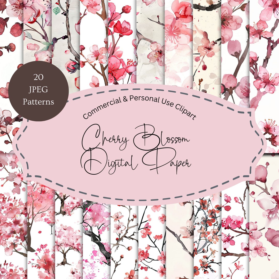 Cherry Blossom Seamless Digital Papers | Cherry Blossom Digital Paper ...
