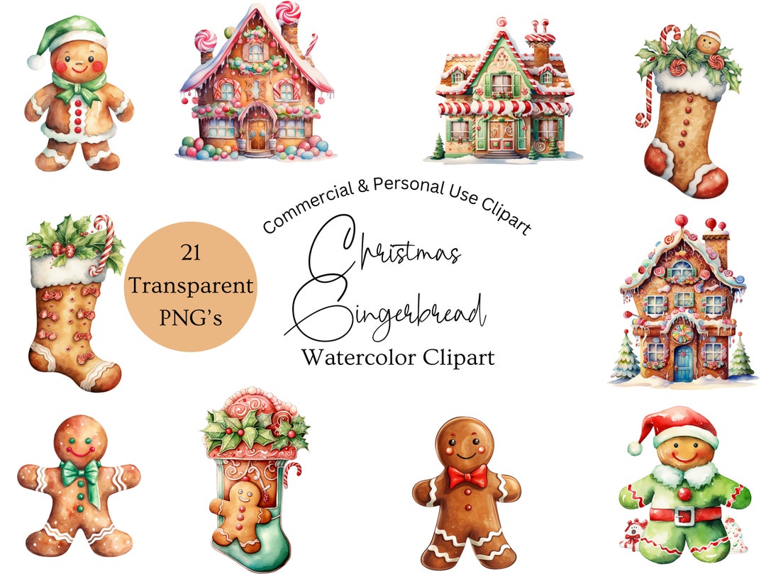 Watercolor Christmas Gingerbread Clipart | Gingerbread Men Clipart ...