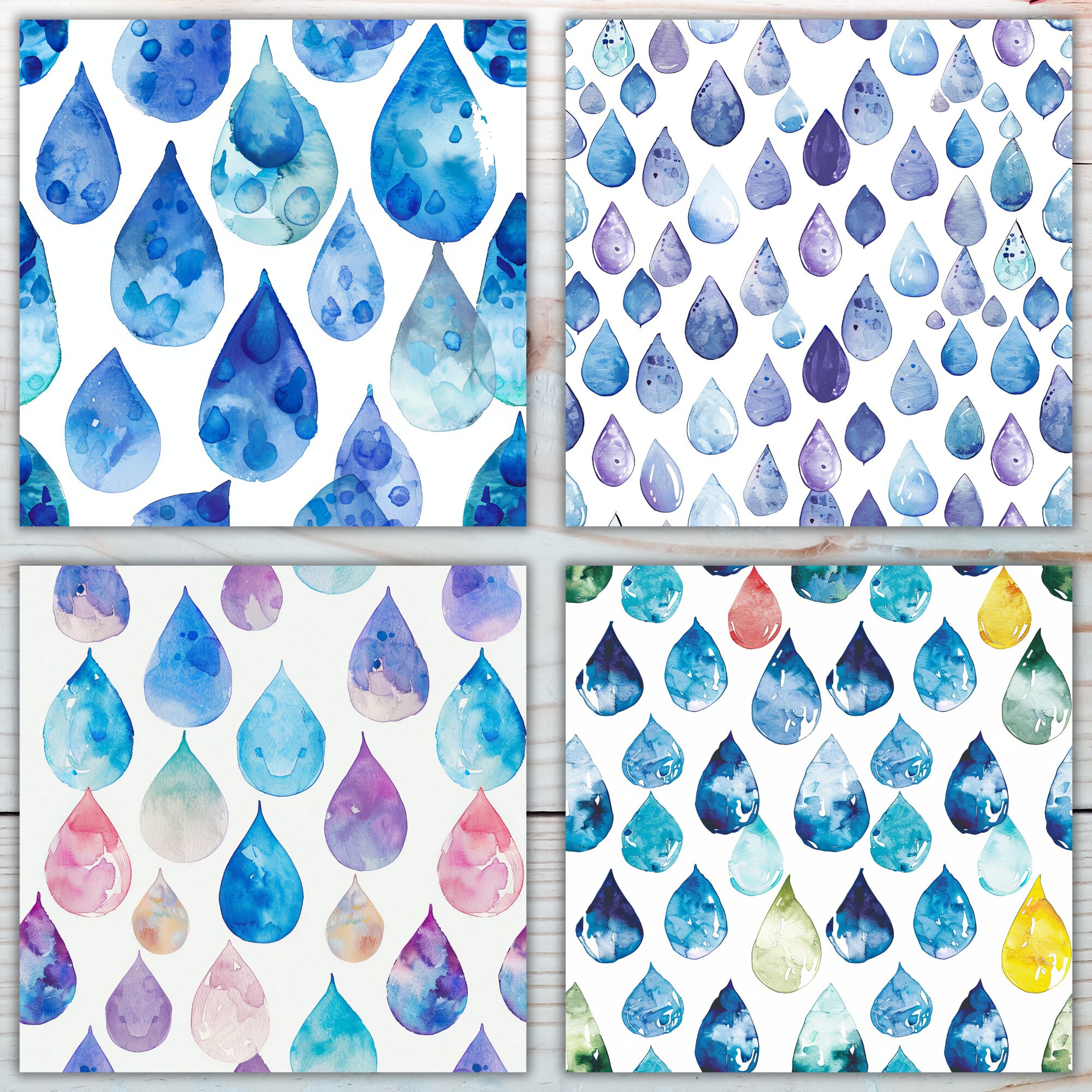 Water Drops Digital Paper | Raindrops Digital Paper | Rain Junk Journal ...