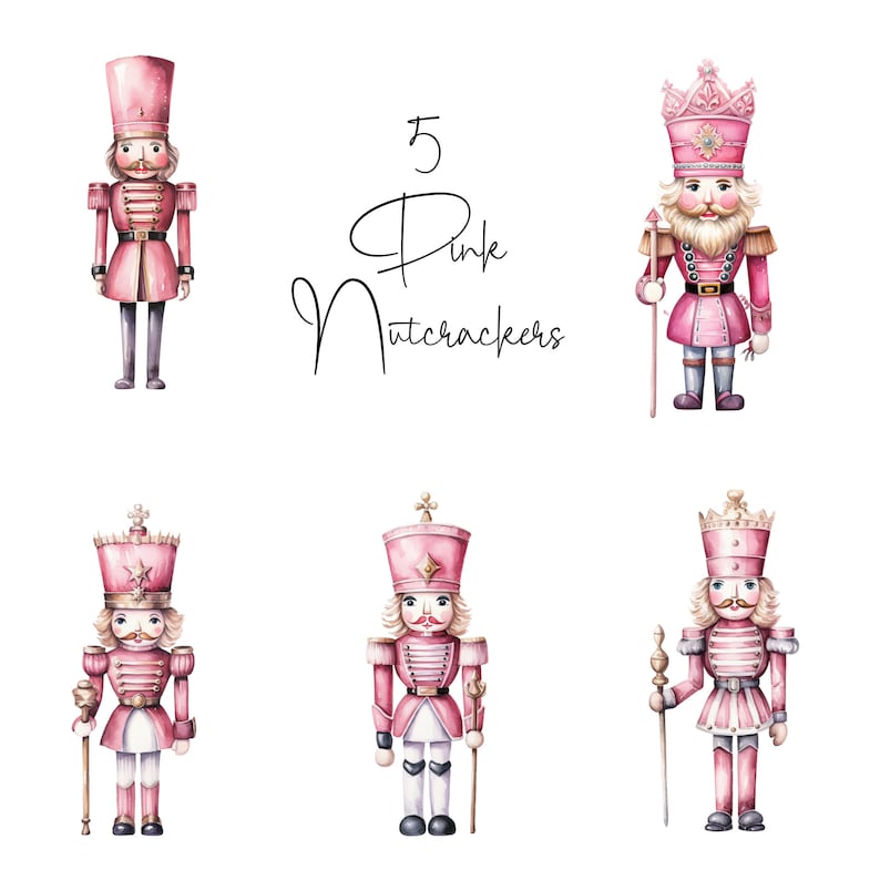 Christmas Nutcrackers Clipart | Watercolor Christmas Nutcrackers | Pink ...