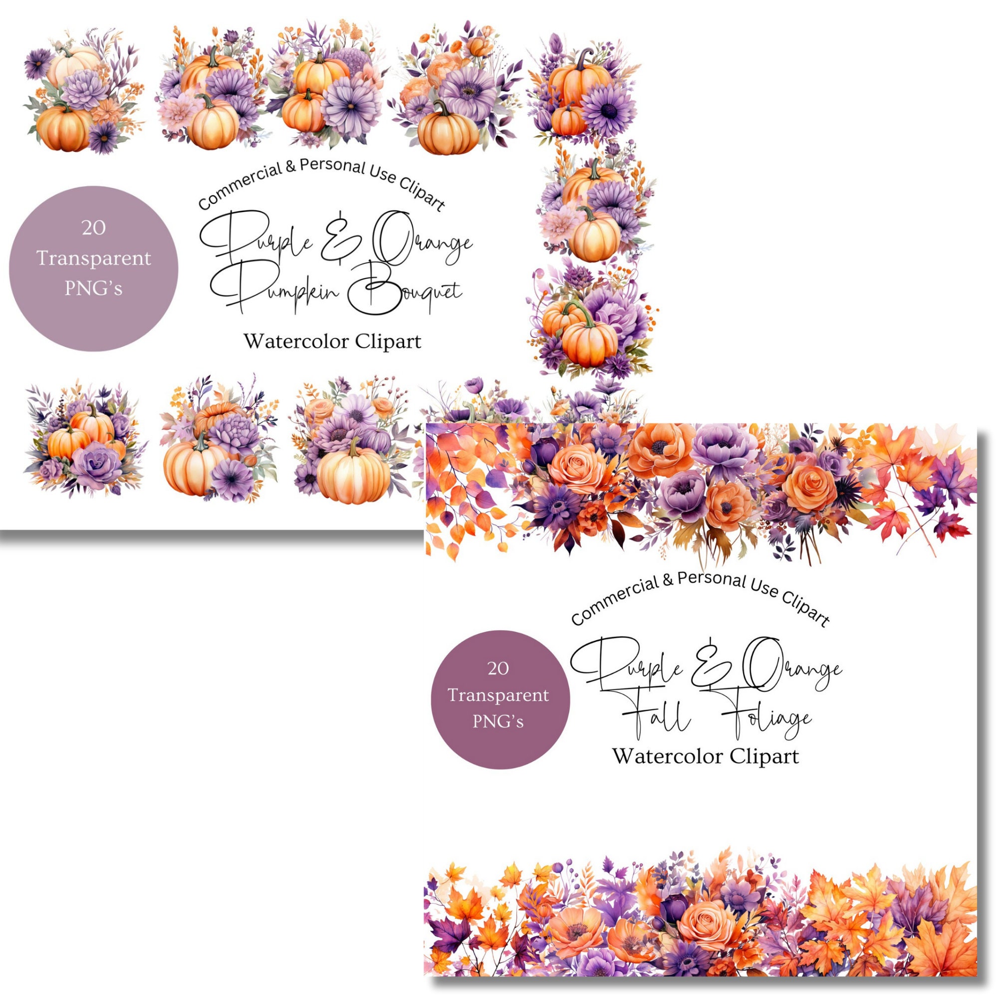 Fall Watercolor Clipart Bundle Fall Pumpkin Clipart Fall Foliage ...