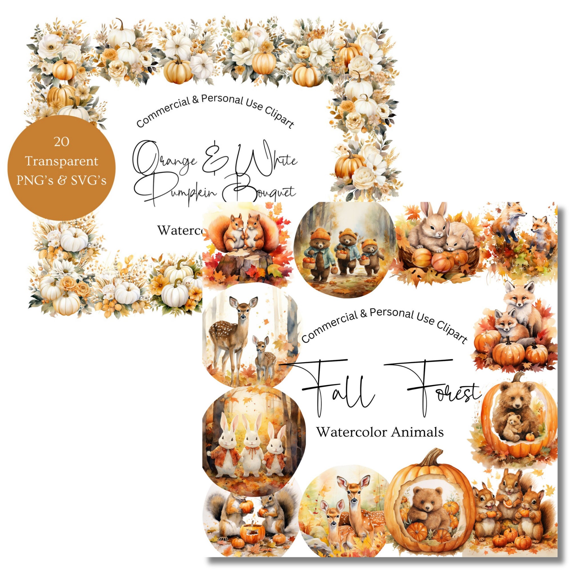 Fall Watercolor Clipart Bundle Fall Pumpkin Clipart Fall Foliage ...