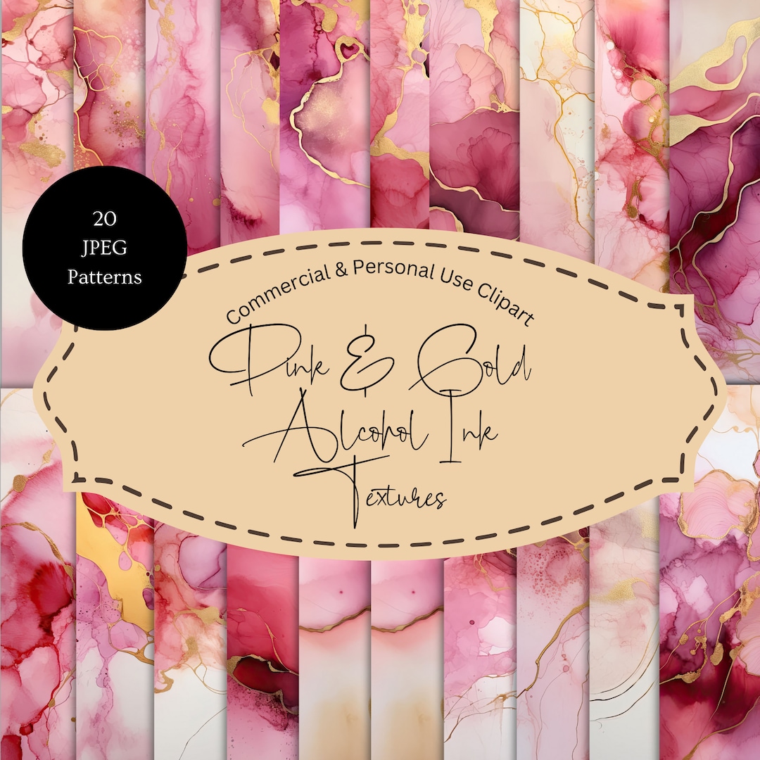 Pink Alcohol Ink Texture Clipart | Pink and Gold Alcohol Ink | Alcohol ...