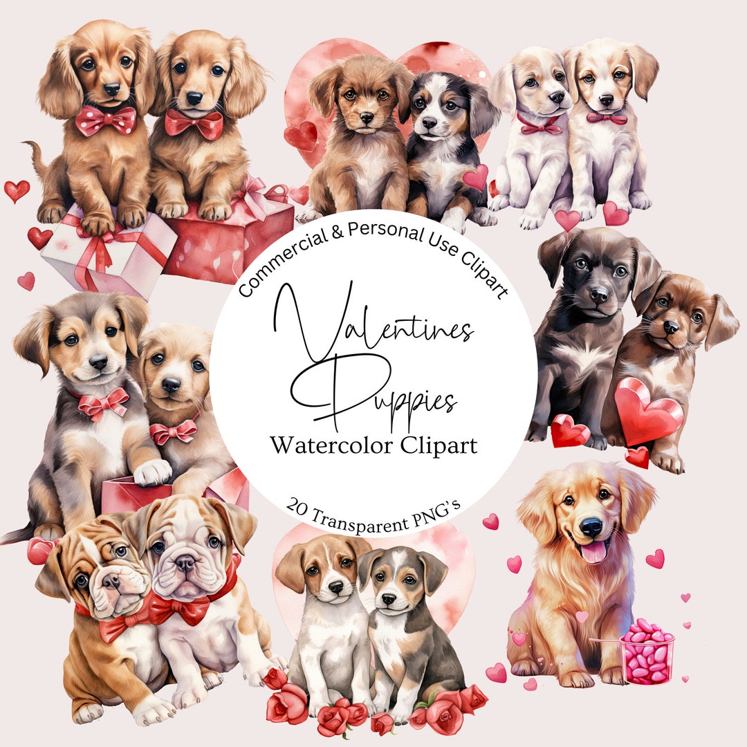 Valentines Puppies Clipart | Valentine Puppy Clipart | Puppy Valentine ...