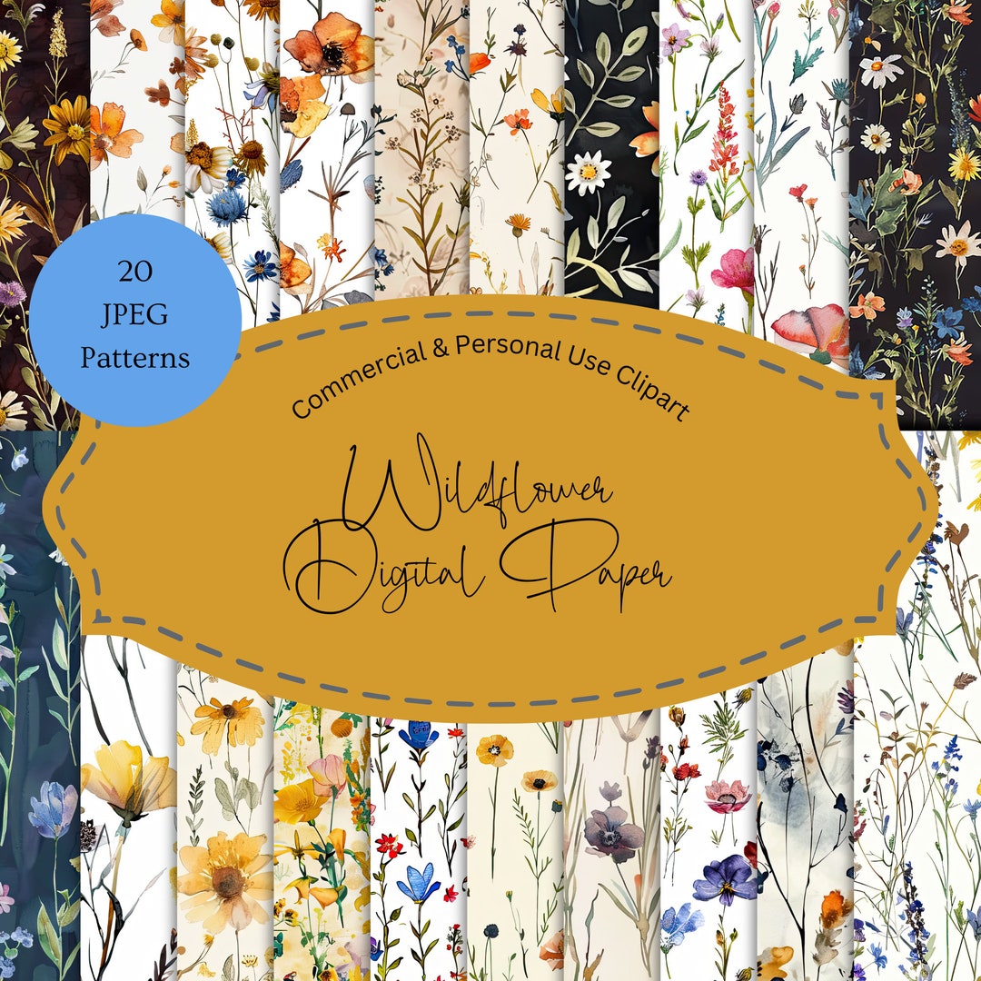 Wildflowers Printable Digital Paper | Wildflowers Scrapbook Digital ...