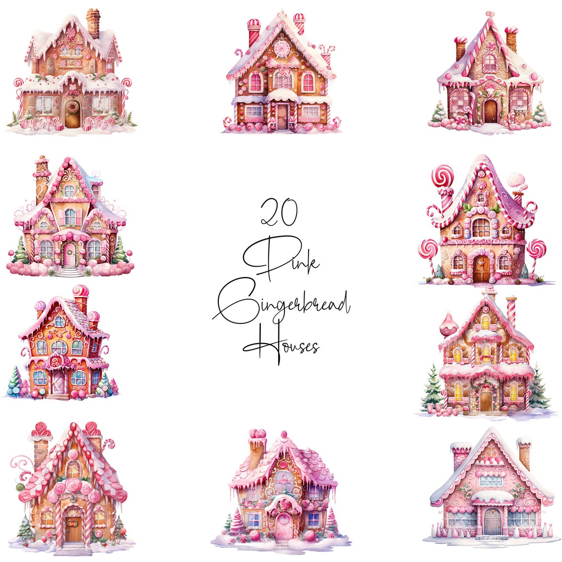 Pastel Pink Gingerbread House Clipart | Gingerbread Clipart Pink ...