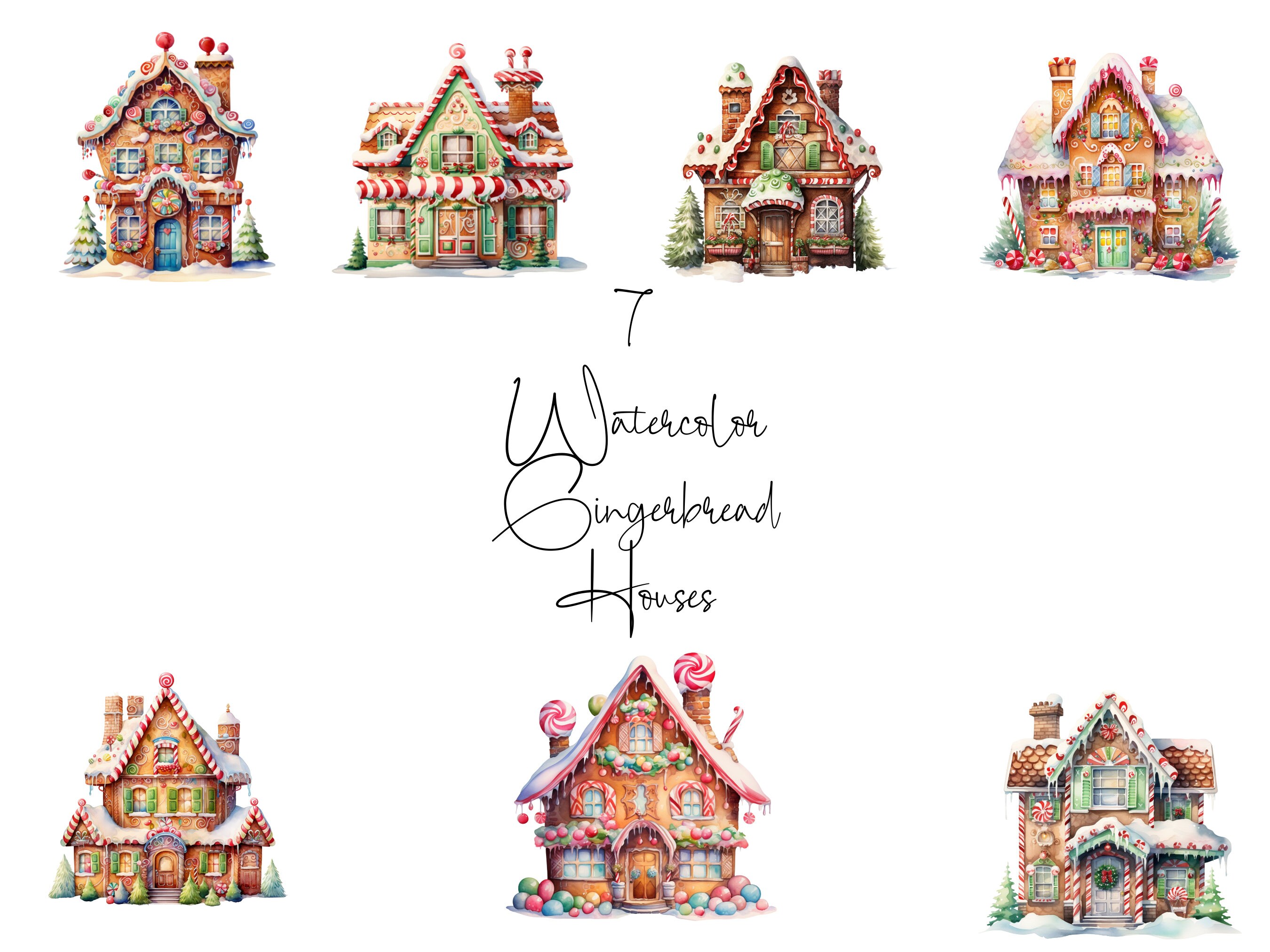 Watercolor Christmas Gingerbread Clipart Gingerbread Men - Etsy
