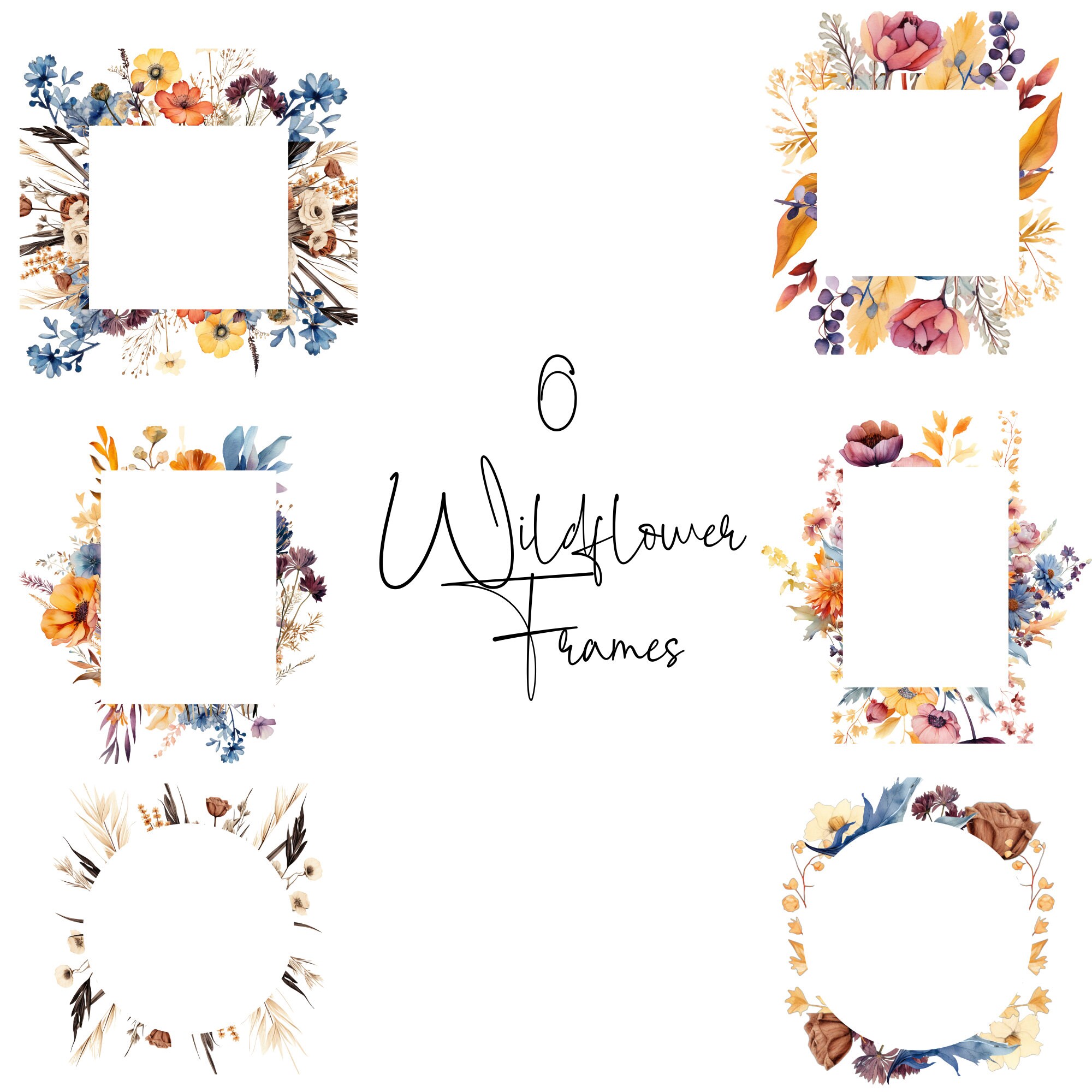 Wildflower Frames and Bouquets Clipart | Wildflower Bouquet Clipart ...