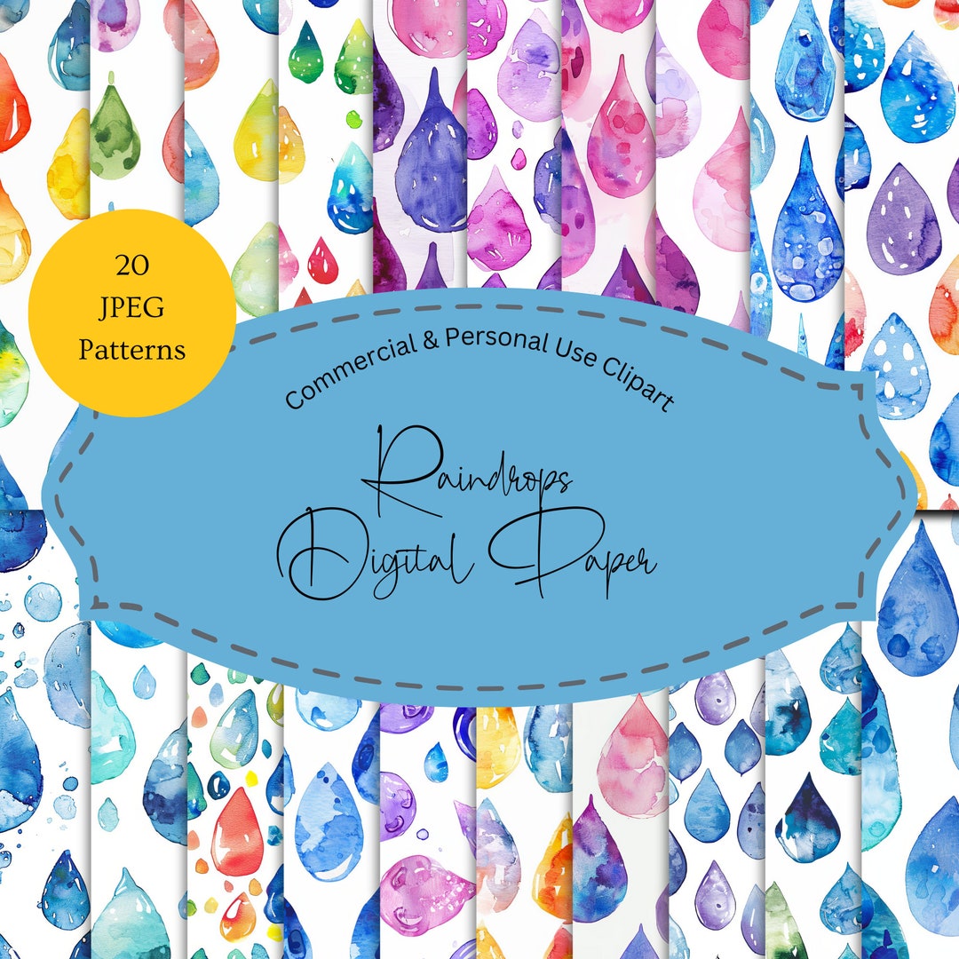 Water Drops Digital Paper | Raindrops Digital Paper | Rain Junk Journal ...