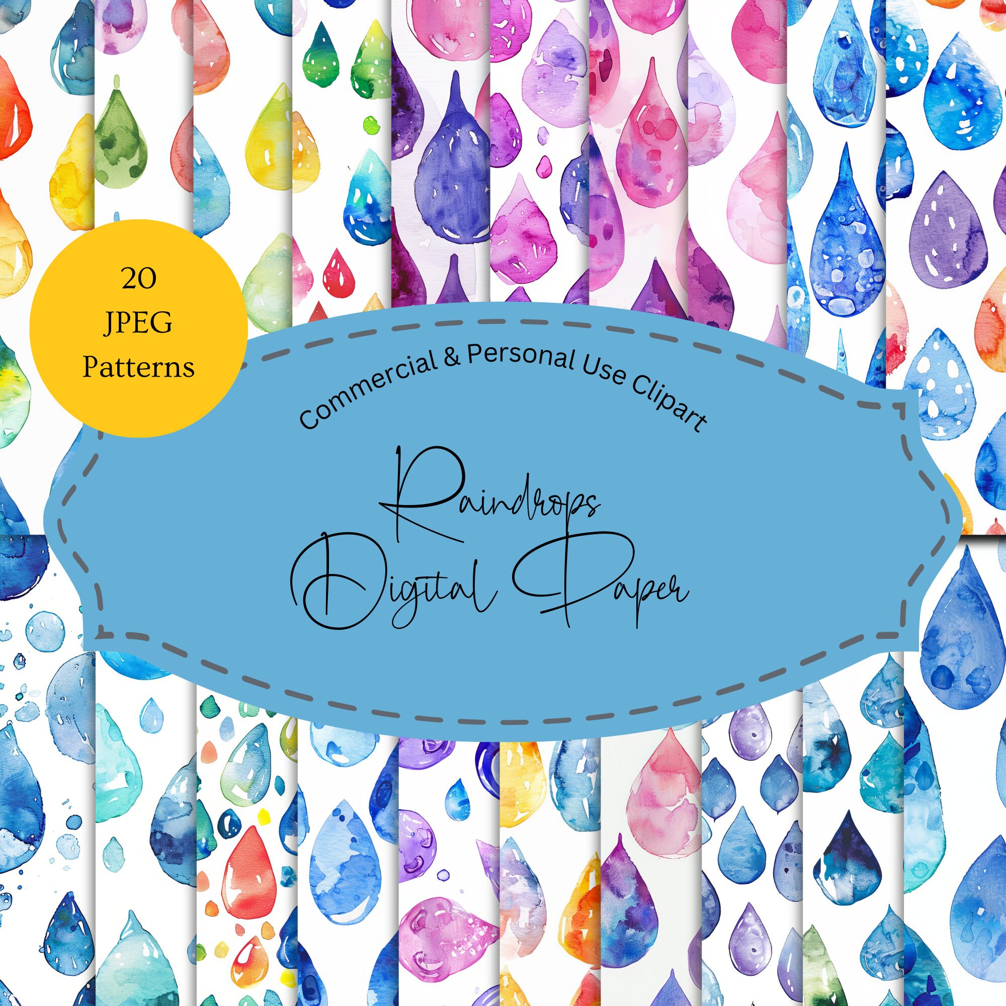 Water Drops Digital Paper Raindrops Digital Paper Rain Junk Journal ...