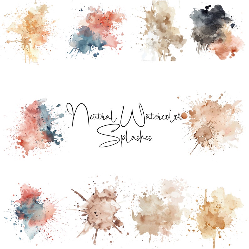 Neutral Watercolor Splash Clipart | Pastel Watercolor Splash Clipart ...