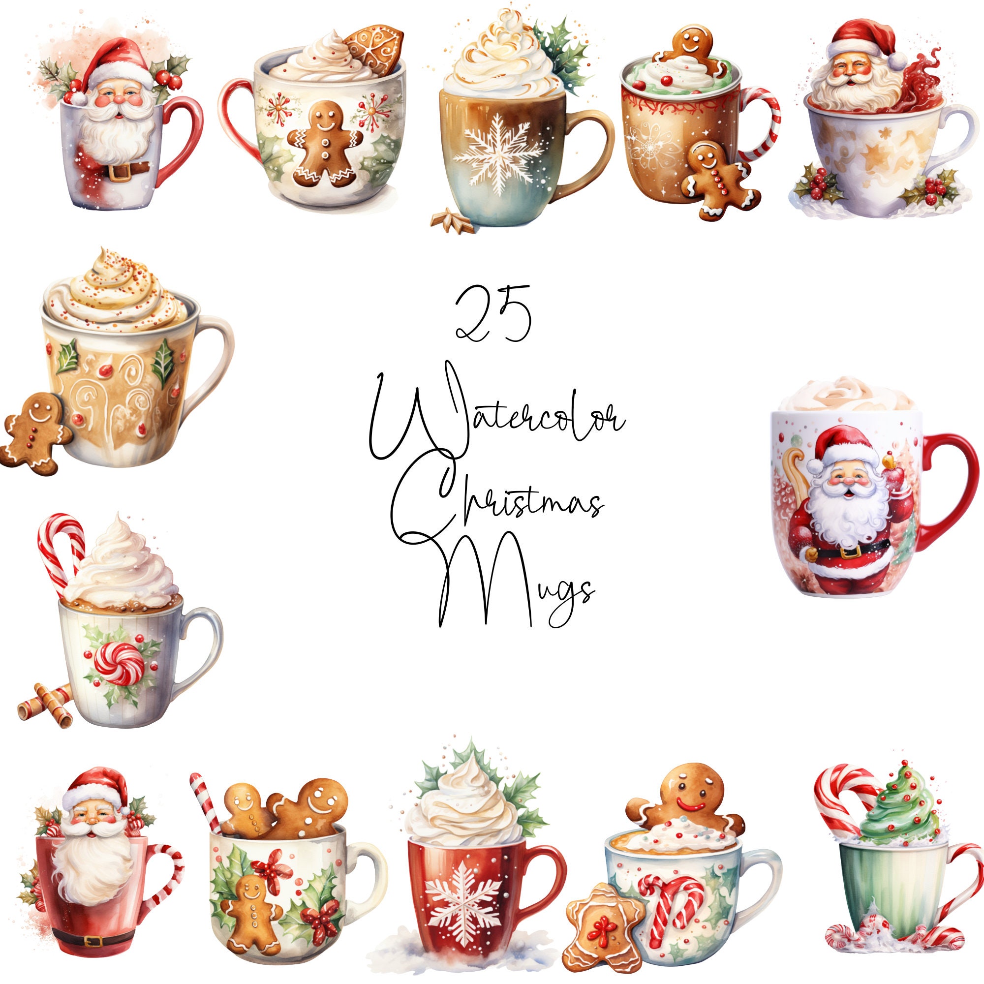 Watercolor Christmas Clipart | Christmas Mug Clipart | Holiday Mug ...