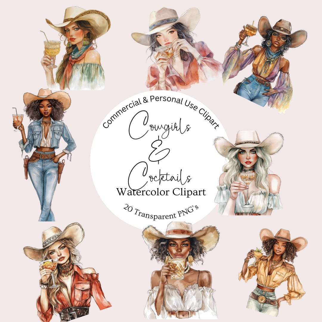 Cowgirls and Cocktails Clipart | Western PNG | Fun Cocktail ...