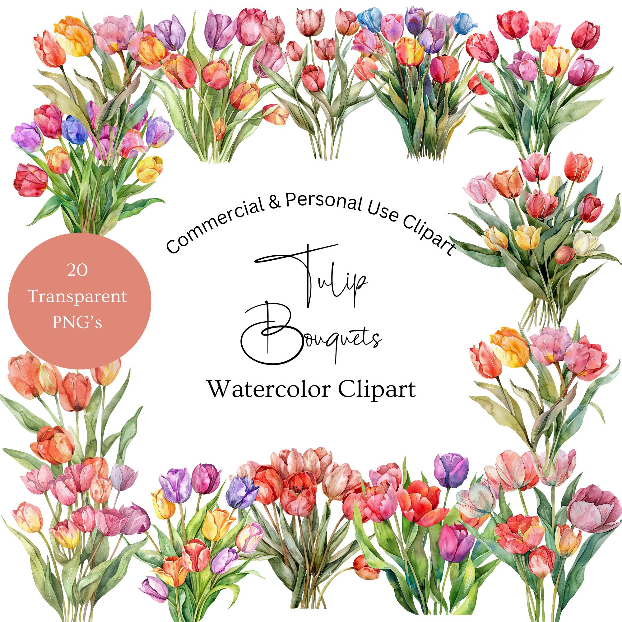 Spring Tulip Flower Clipart Spring Tulip Clipart Tulips Watercolor ...