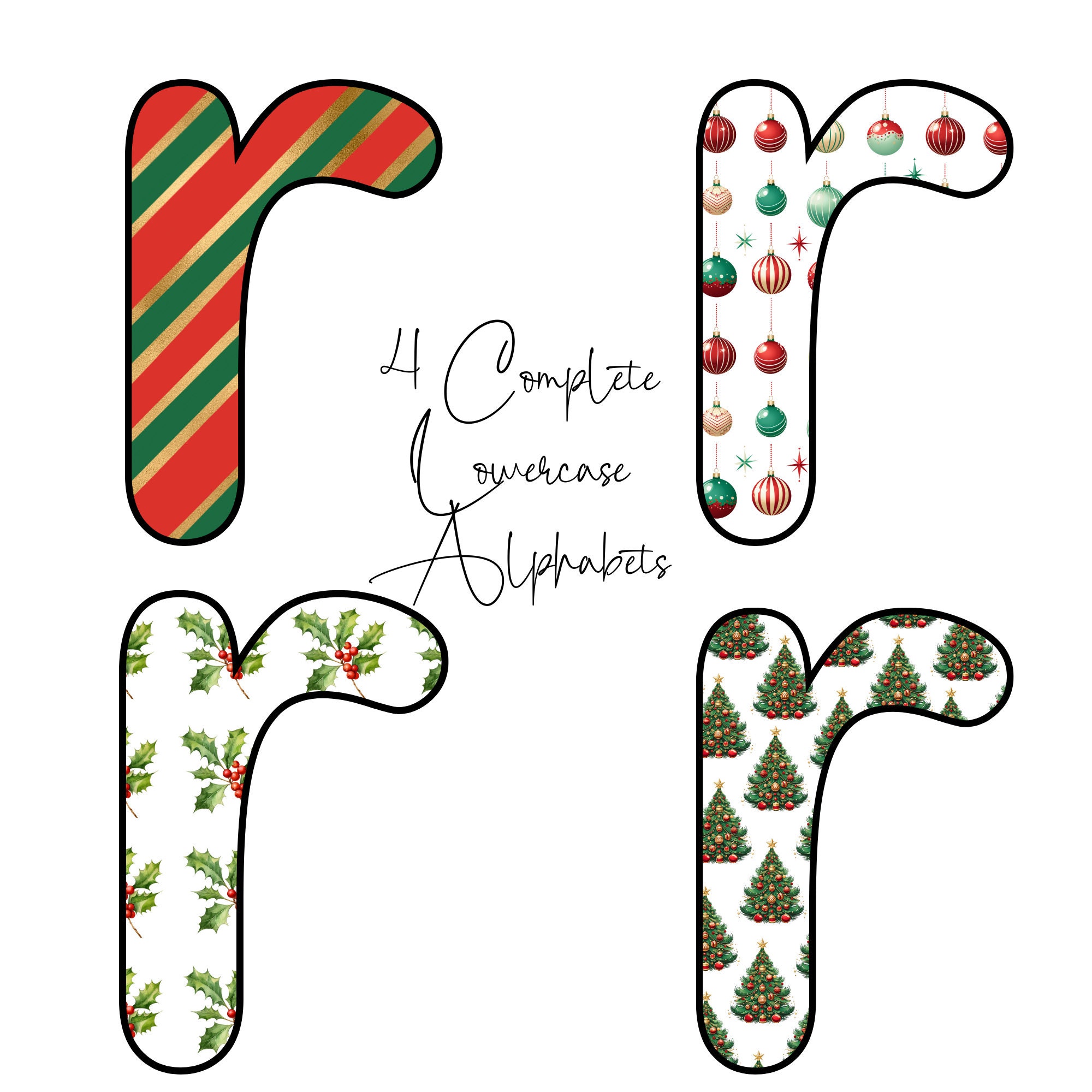 Christmas Letter Clipart PNG | Christmas Alphabet Clipart | Christmas ...