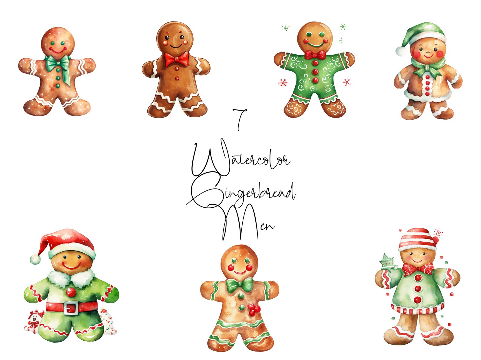 Watercolor Christmas Gingerbread Clipart | Gingerbread Men Clipart ...