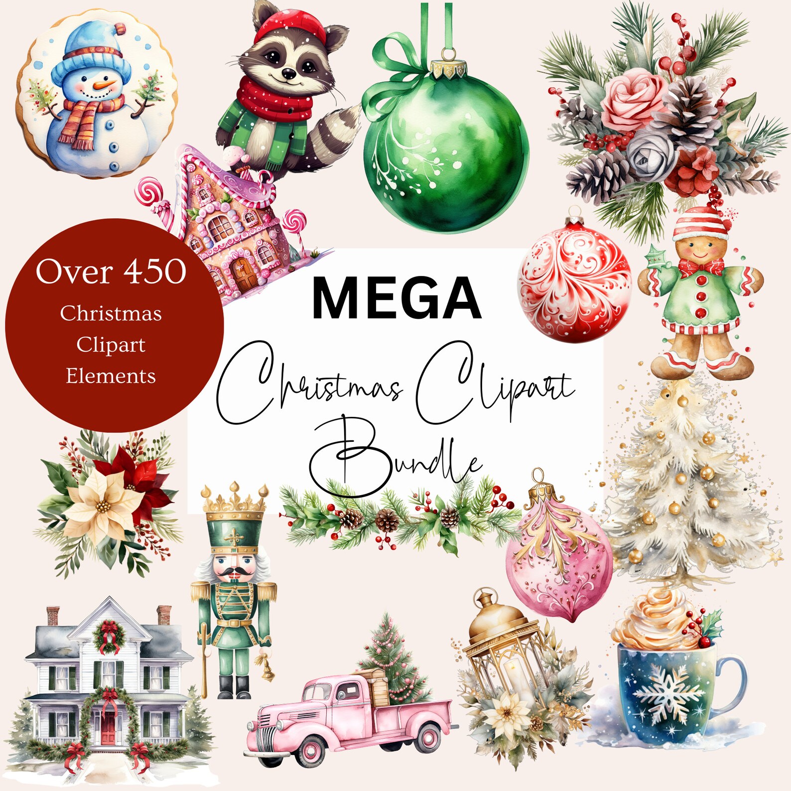 Christmas Clipart Mega Bundle | Christmas Mega Bundle Clipart | Gold ...