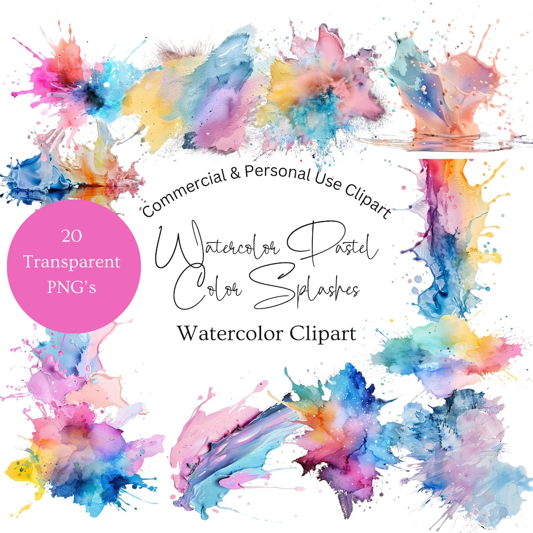 Pastel Watercolor Splash Clipart | Watercolor Splash Clipart | Paint ...