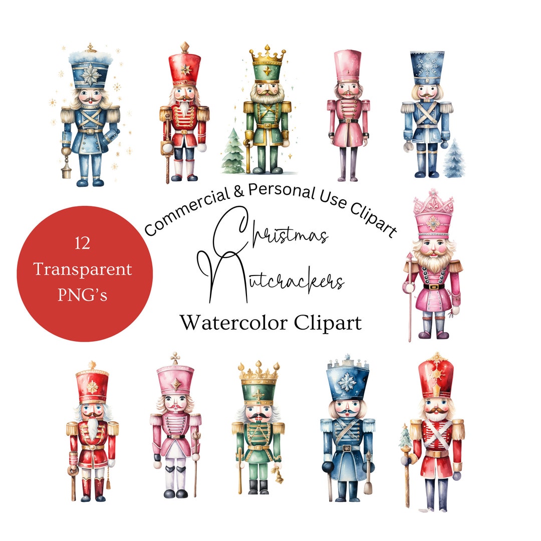 Christmas Nutcrackers Clipart | Watercolor Christmas Nutcrackers | Pink ...