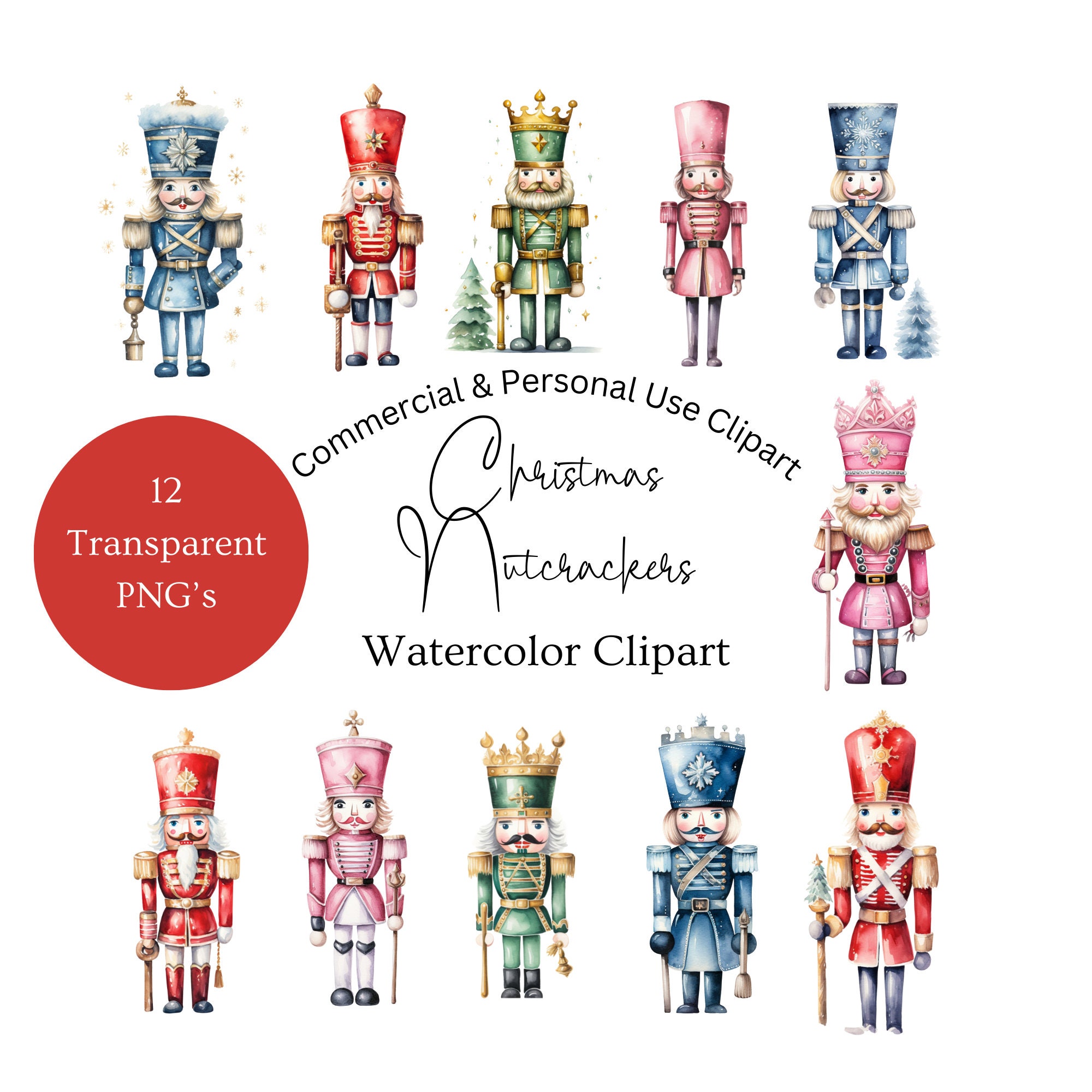 Christmas Nutcrackers Clipart Watercolor Christmas Nutcrackers Pink ...