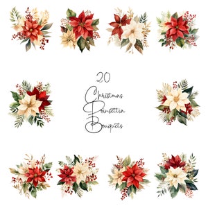 Winter Watercolor Floral Clipart | Christmas Bouquet Clipart PNG ...