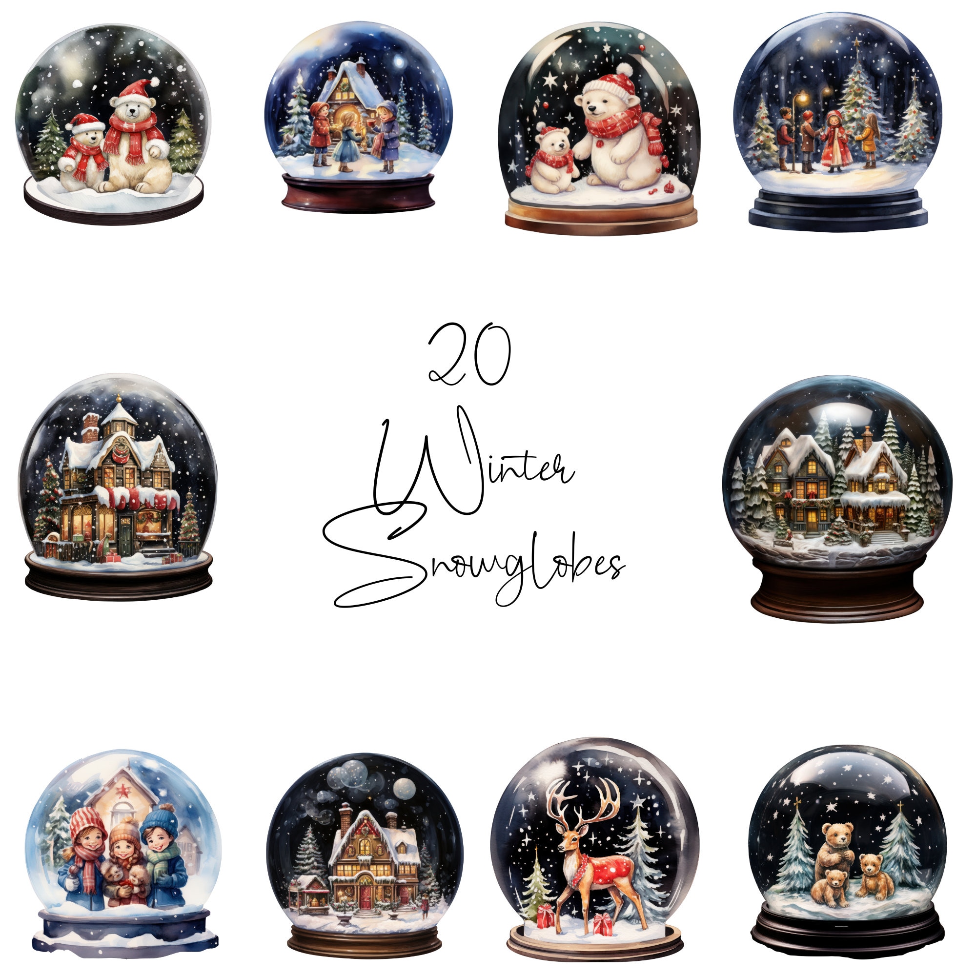 Winter Snowglobe Clipart Christmas Snowglobe Clipart - Etsy