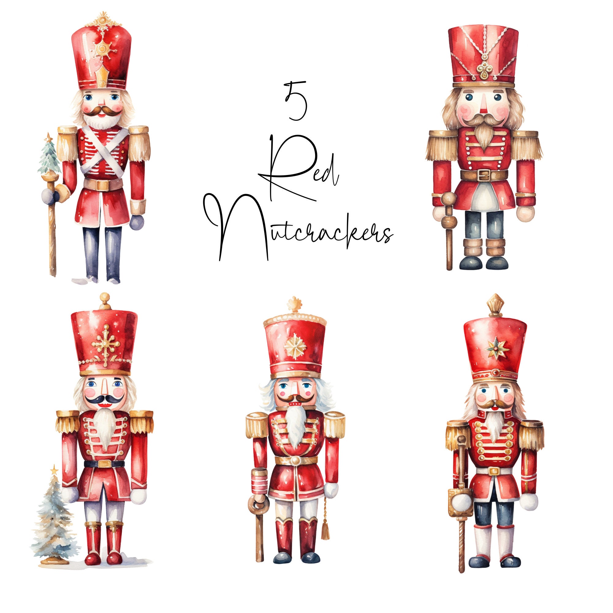 Christmas Nutcrackers Clipart | Watercolor Christmas Nutcrackers | Pink ...