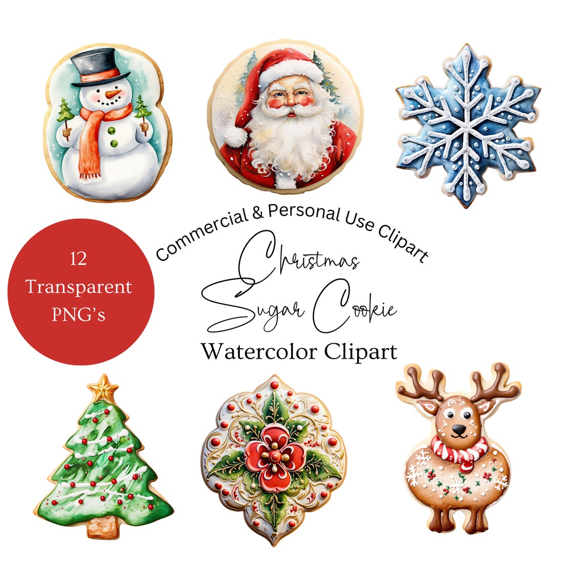 Christmas Sugar Cookie Clipart Christmas Cookie Exchange - Etsy