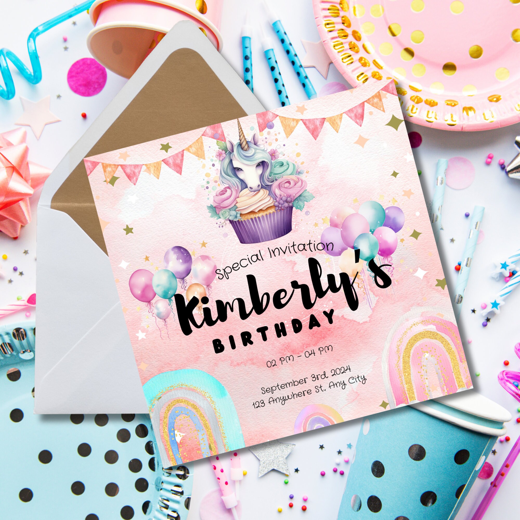 Unicorn and Cupcakes Clipart | Pastel Birthday Clipart | Birthday Girls ...