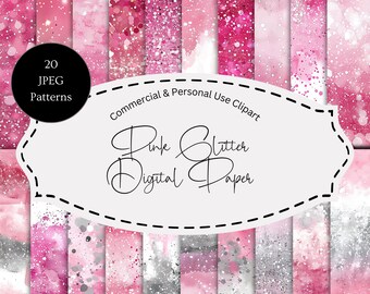 Pink Glitter Digital Paper - Etsy UK
