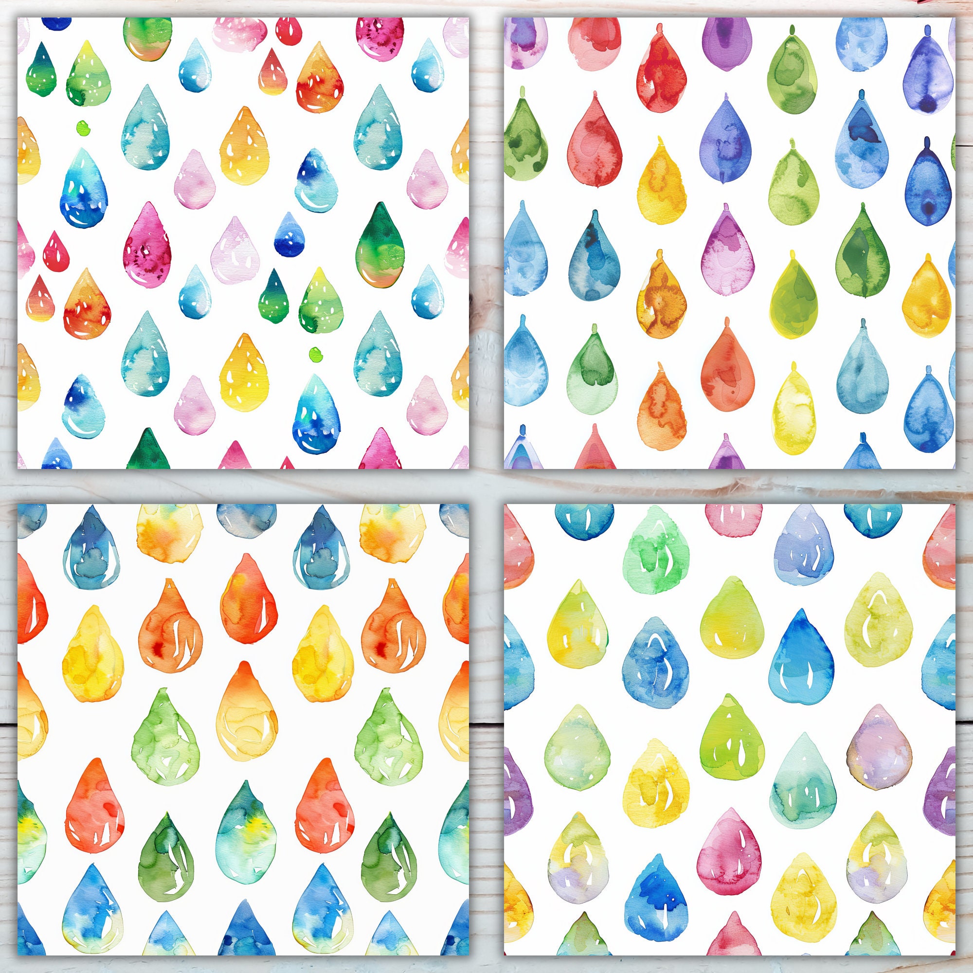 Water Drops Digital Paper | Raindrops Digital Paper | Rain Junk Journal ...