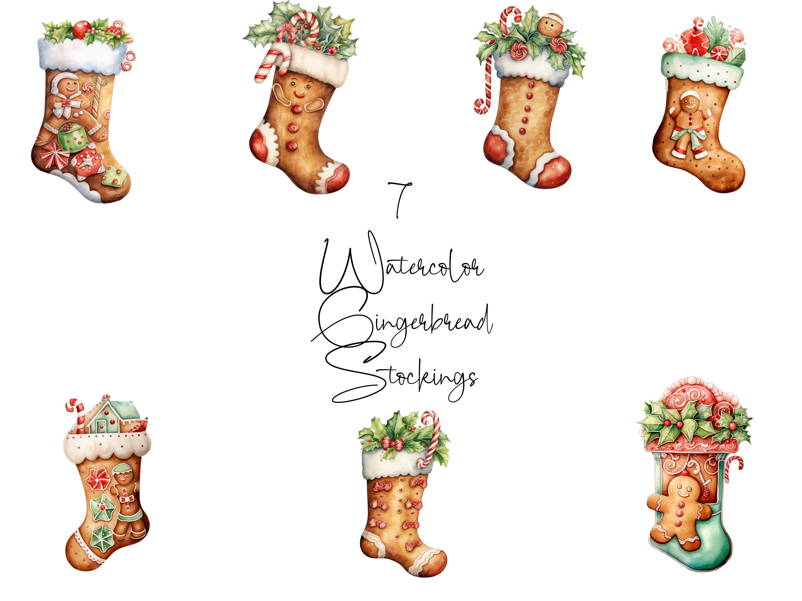 Watercolor Christmas Gingerbread Clipart Gingerbread Men - Etsy