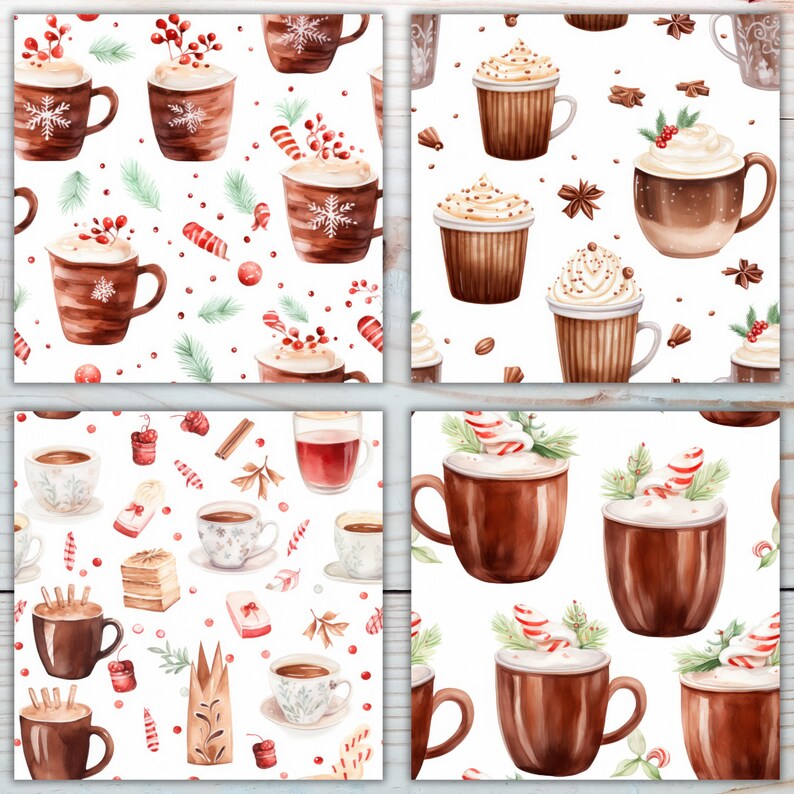 Hot Chocolate Digital Paper Seamless | Hot Chocolate Digital Paper ...