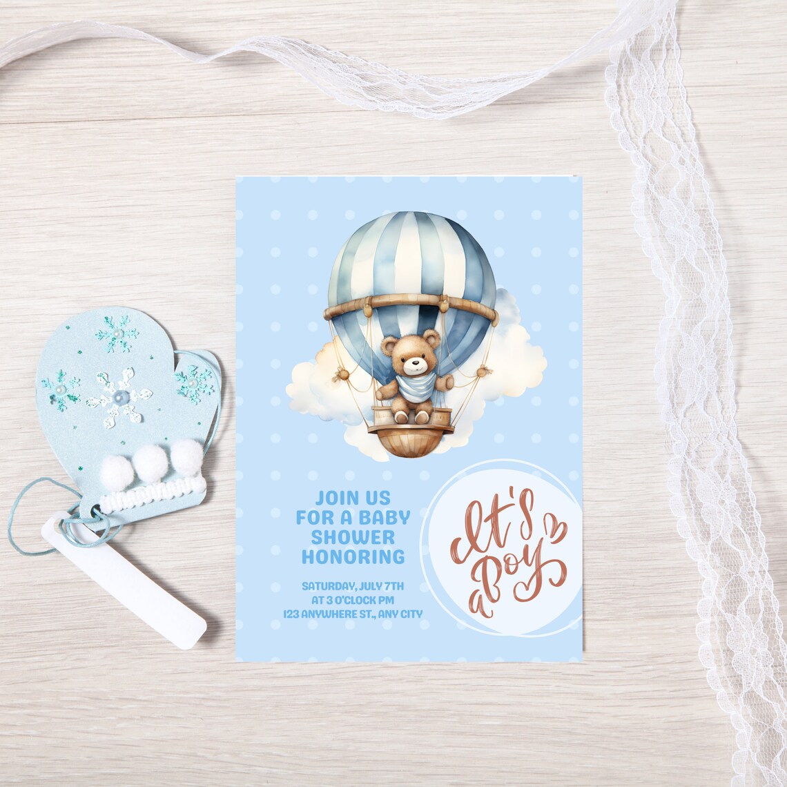 Blue Baby Shower Clipart | Teddy Bear Baby Shower Clipart | Boy Baby ...