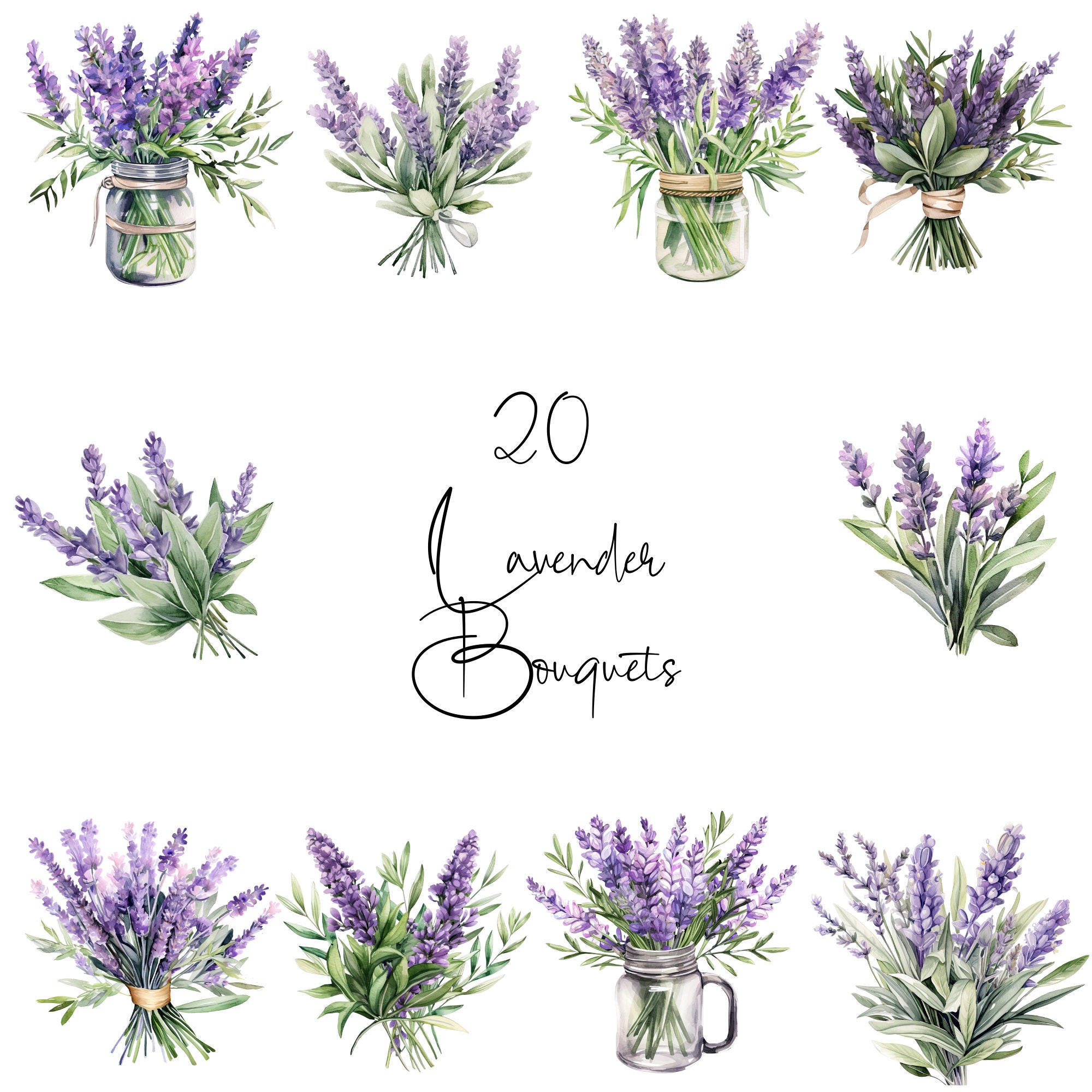 Lavender Flowers Clipart Violet Flower Clipart Lilac - Etsy