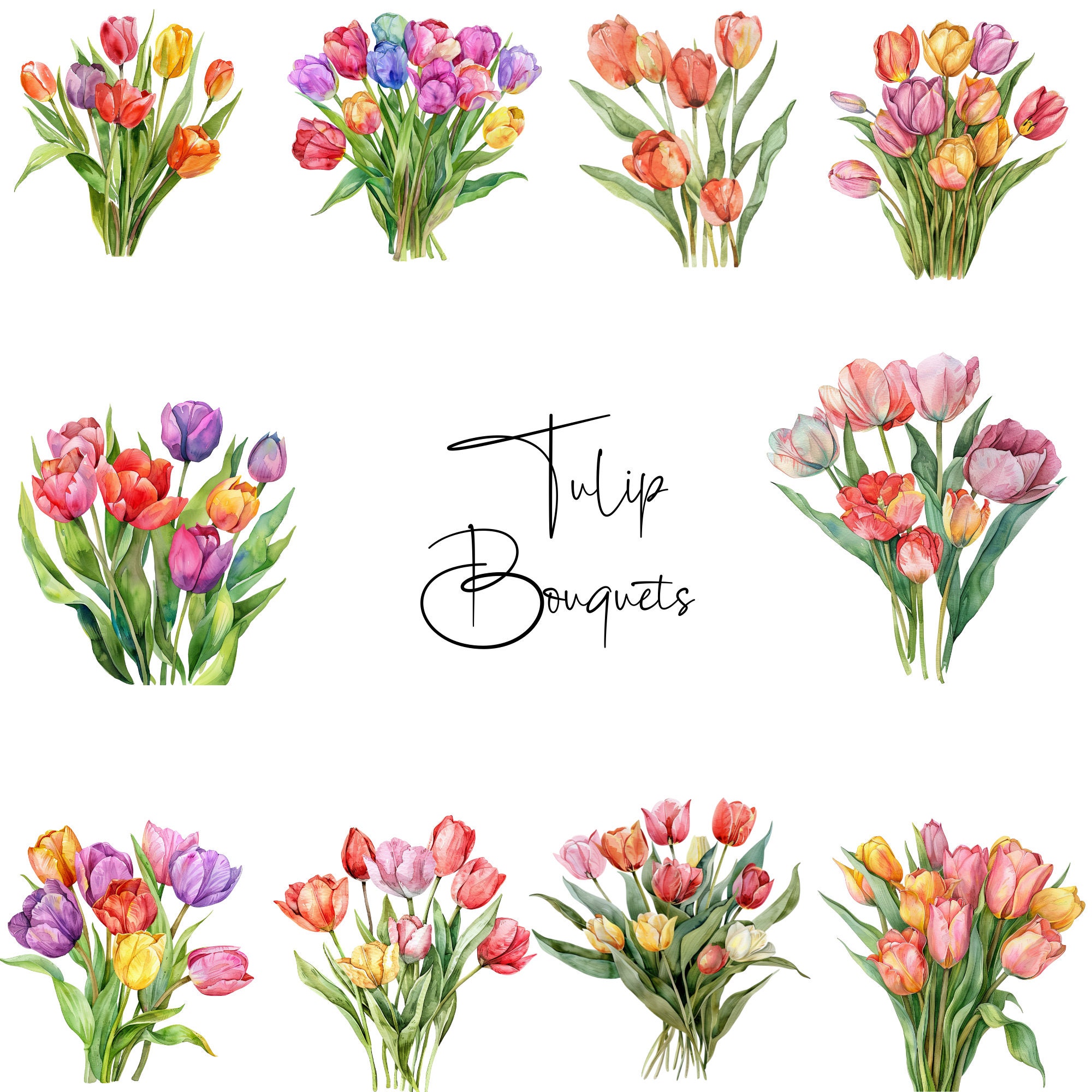 Spring Tulip Flower Clipart Spring Tulip Clipart Tulips Watercolor ...