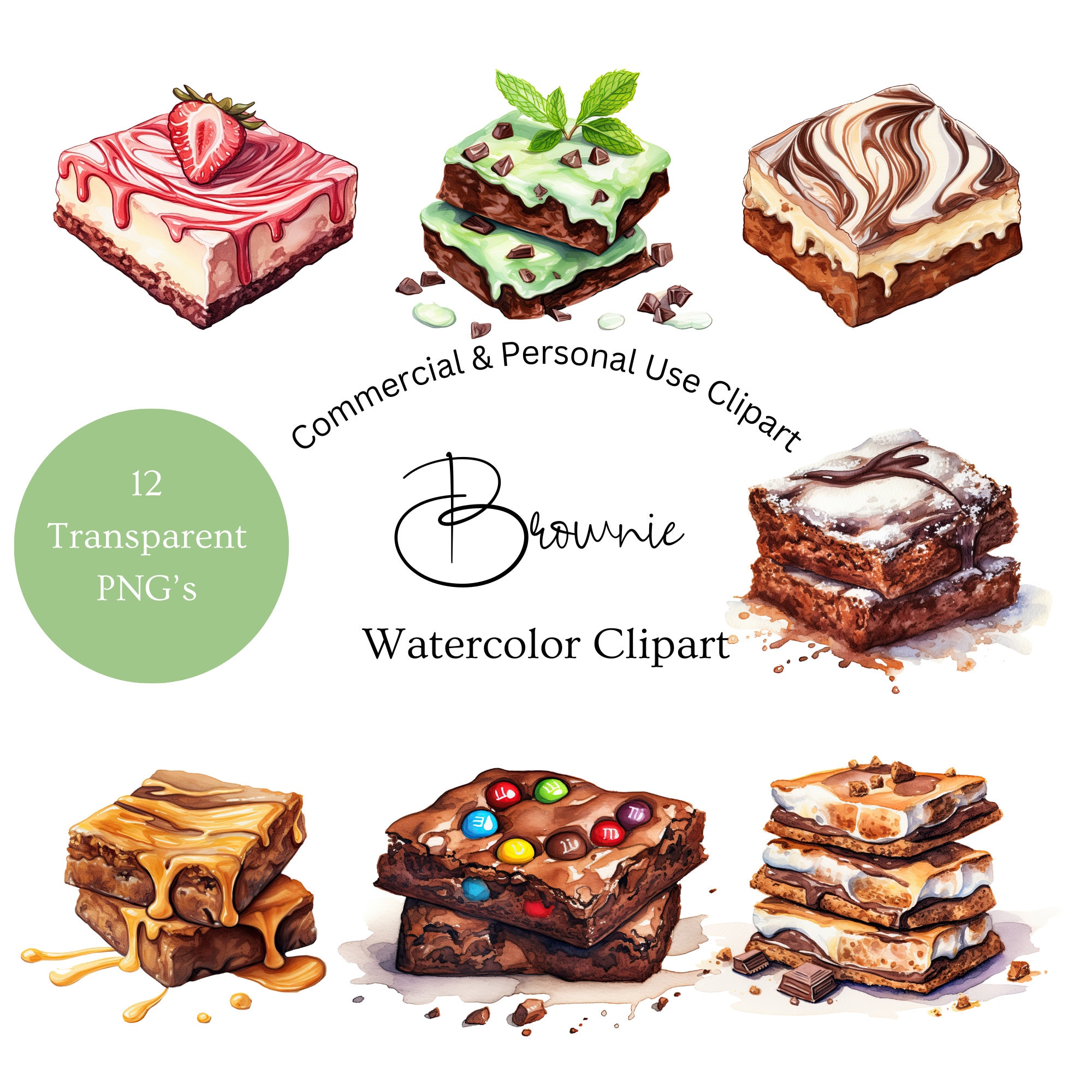 Brownies Clipart | Baked Goods Clipart | Holiday Baking Clipart ...