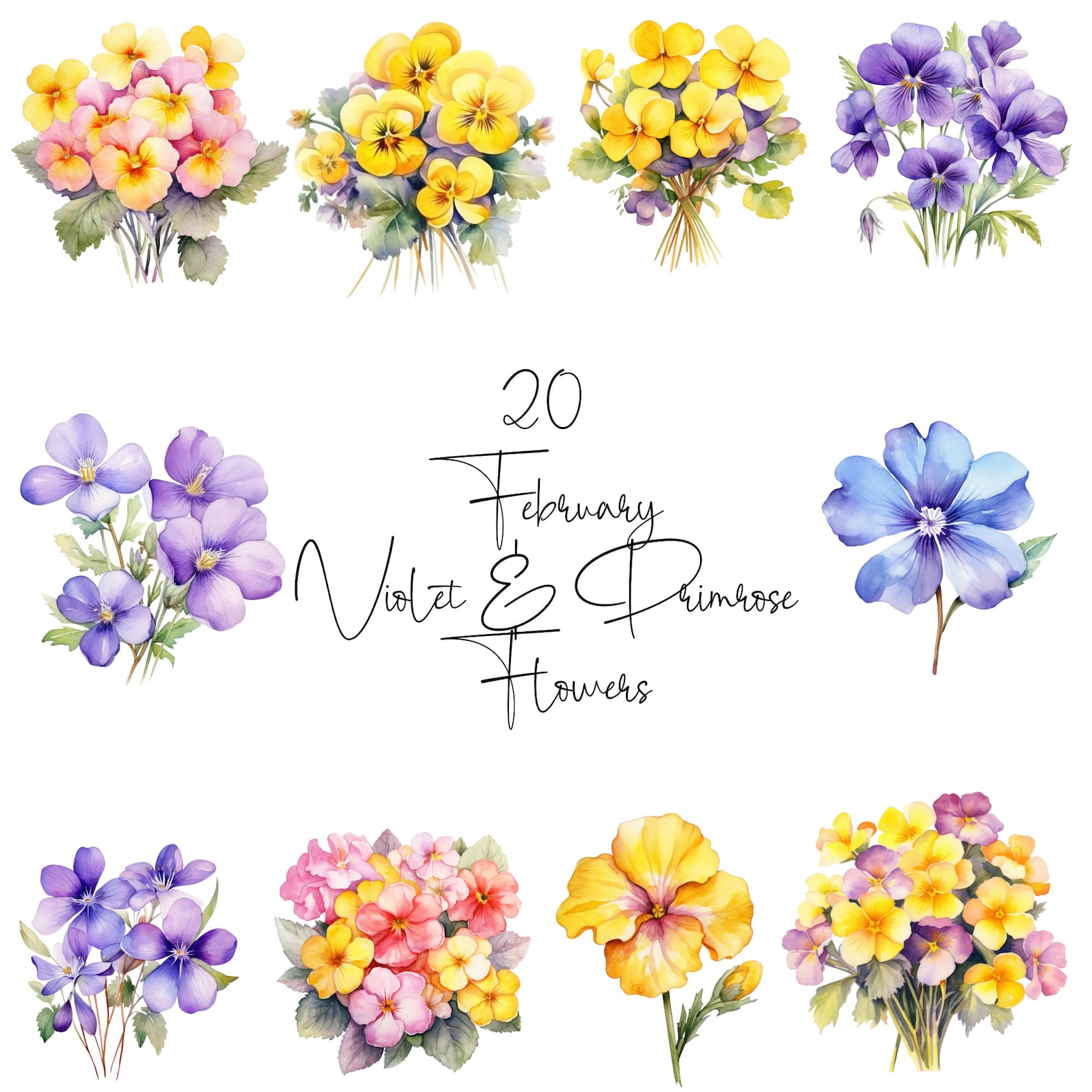 February Birth Flower Clipart Birth Month Flower Clipart Primrose ...