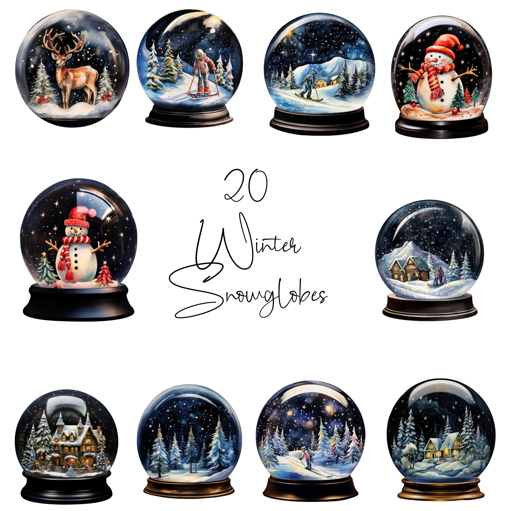 Winter Snowglobe Clipart Christmas Snowglobe Clipart - Etsy