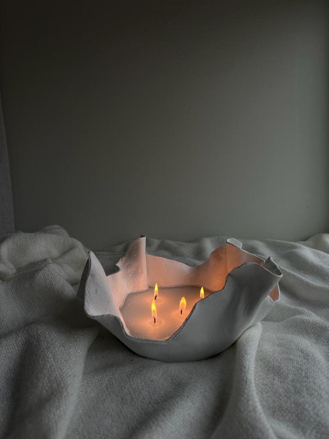 Candle in Ceramic Bowl Handmade Ceramic Candle White Unique Candle Home ...