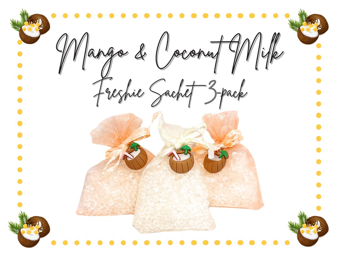 Set of 3 "mango & Coconut Milk" Scented Sachets | Highly Scented Aroma ...