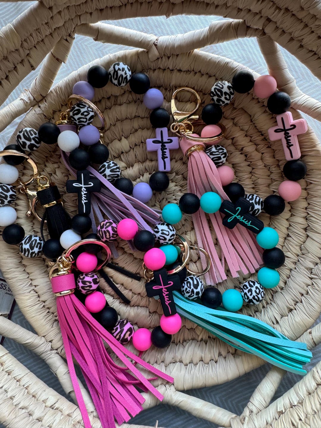 Jesus Cross Focal Wristlets W/ Tassel and Keychain Clip - Etsy