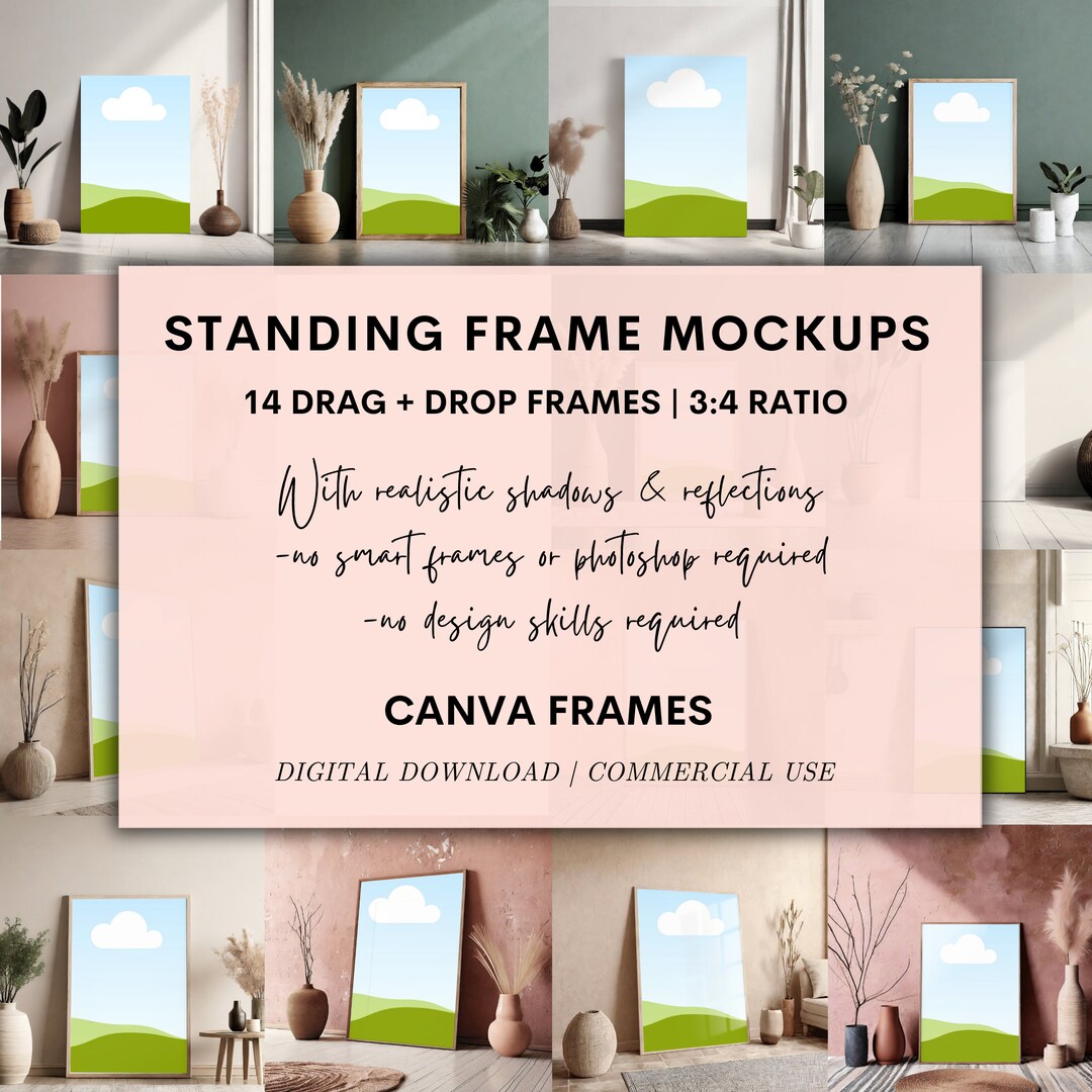 Canva Frame Mockup Bundle Canva Editable Drag and Drop Frames Standing ...