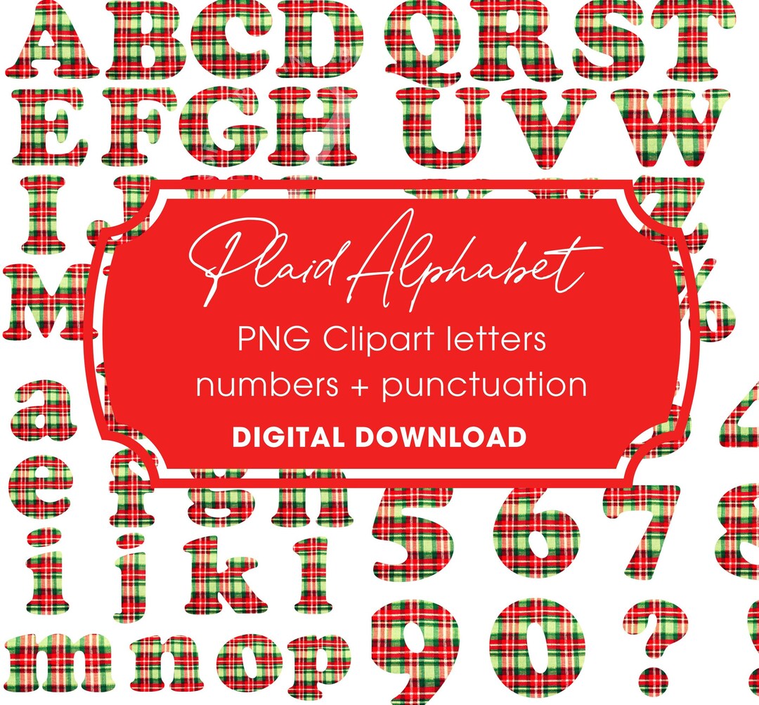 Plaid Letter Clipart Red Plaid Clipart Bundle Plaid - Etsy