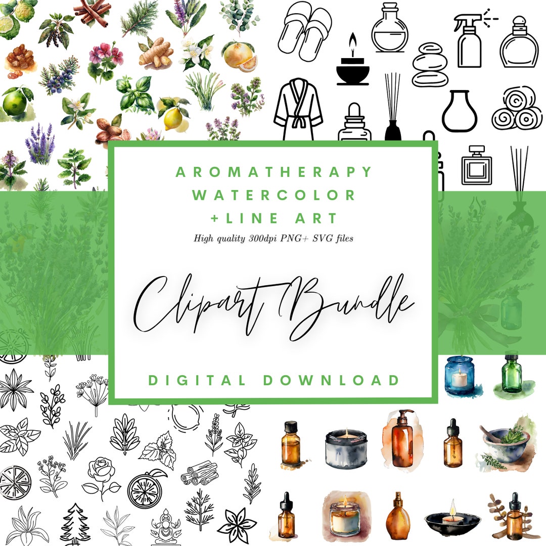 Aromatherapy Clipart Bundle Essential Oils Clipart Spa and Self Care ...